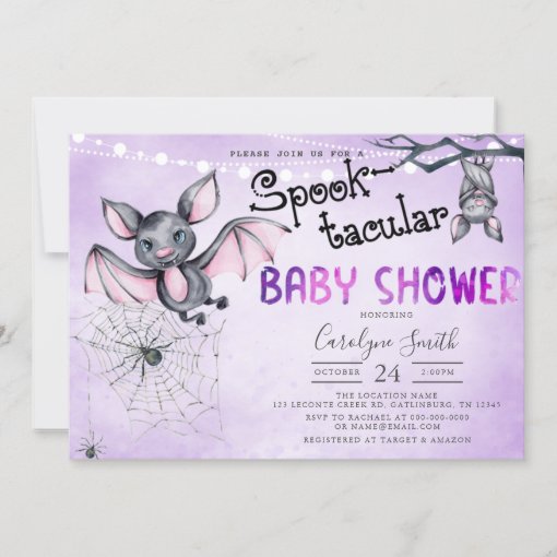 Bats Halloween Baby Shower Invitation | Zazzle