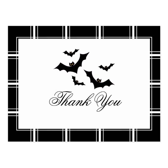 Bats Halloween Thank You Black Postcard | Zazzle.com