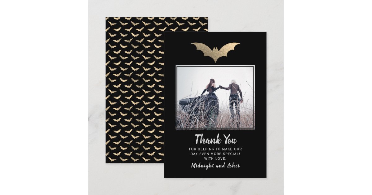 Bats Halloween Wedding Thank You Card | Zazzle