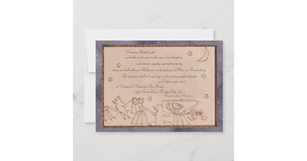 Bats Tea Party Halloween Costume Party Invitation | Zazzle