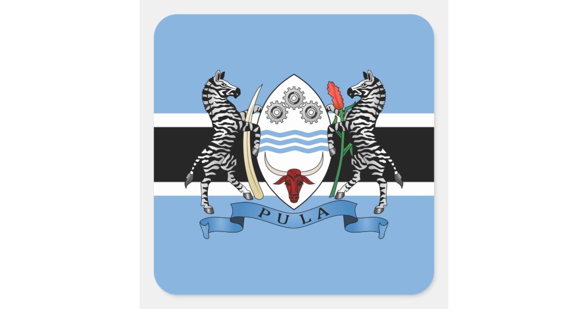 Batswana Flag & Coat of Arms, Flag of Botswana Square Sticker | Zazzle