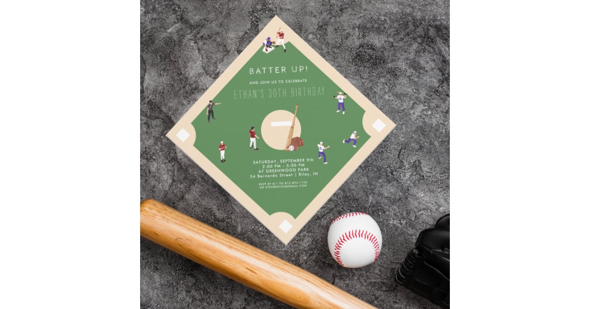 Batter Up Baseball Birthday Invitation | Zazzle