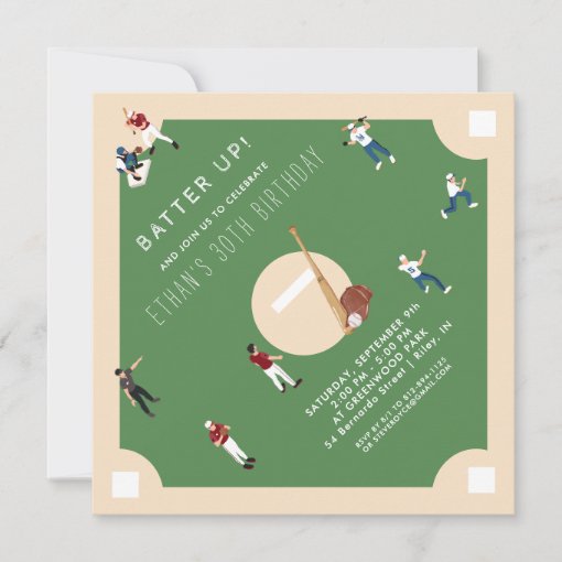 Batter Up Baseball Birthday Invitation | Zazzle