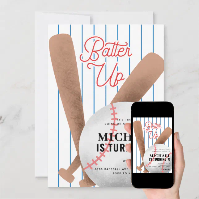 Batter Up Baseball Birthday Party Invitation | Zazzle