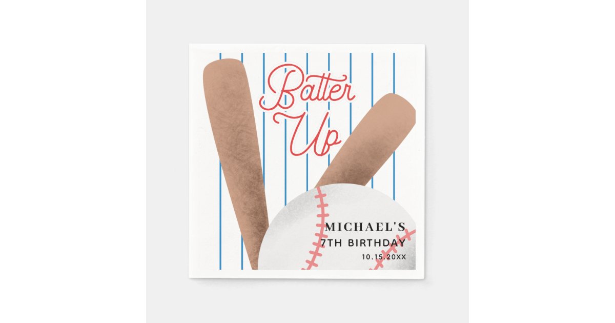 Batter Up Baseball Theme Birthday Party Napkins | Zazzle