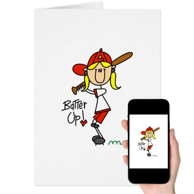 Batter Up! Softball Stick Figure Card | Zazzle