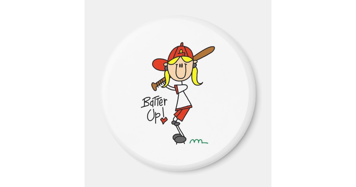 Batter Up! Softball Stick Figure Magnet | Zazzle