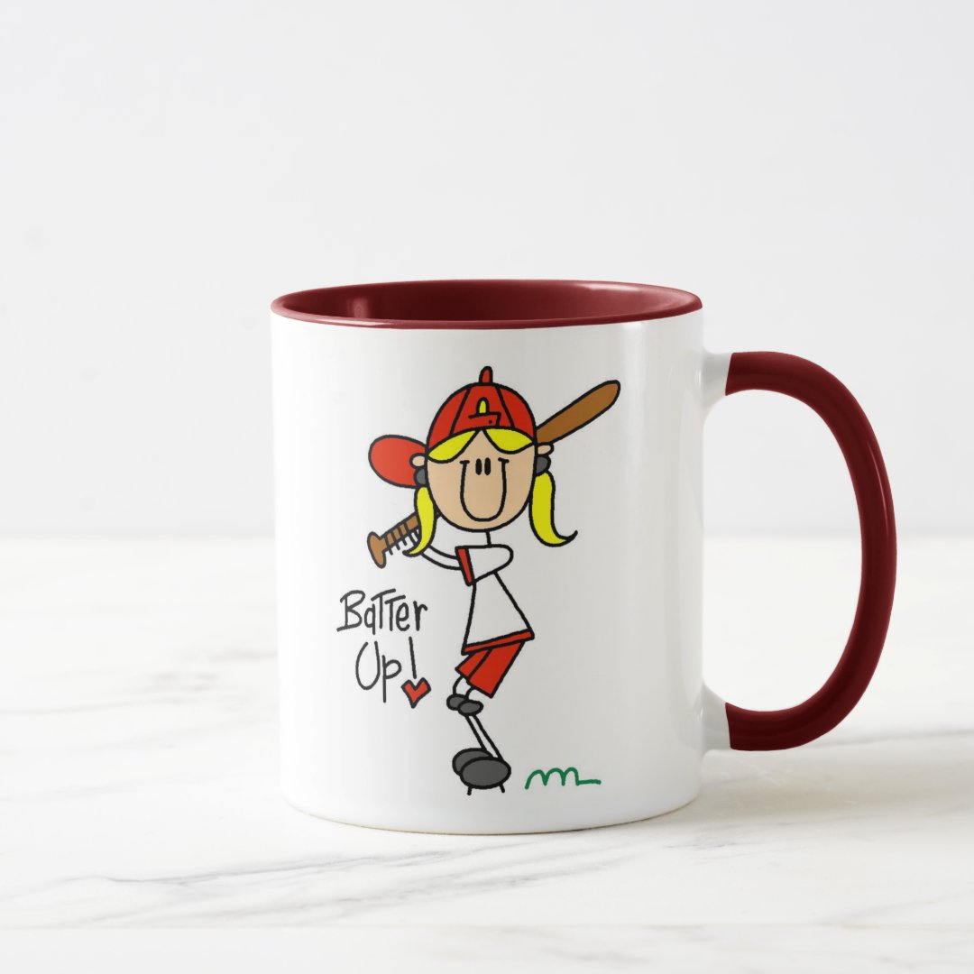 Batter Up! Softball Stick Figure Mug | Zazzle
