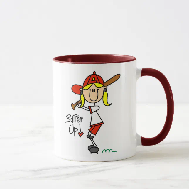 Batter Up! Softball Stick Figure Mug | Zazzle
