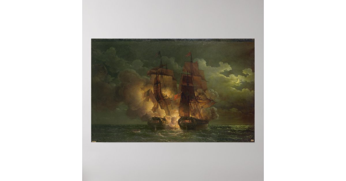 Battle Between the French Frigate 'Arethuse' Poster | Zazzle