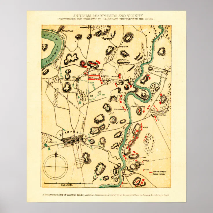 Battle of Antietam - Civil War Panoramic Map 2 Poster | Zazzle