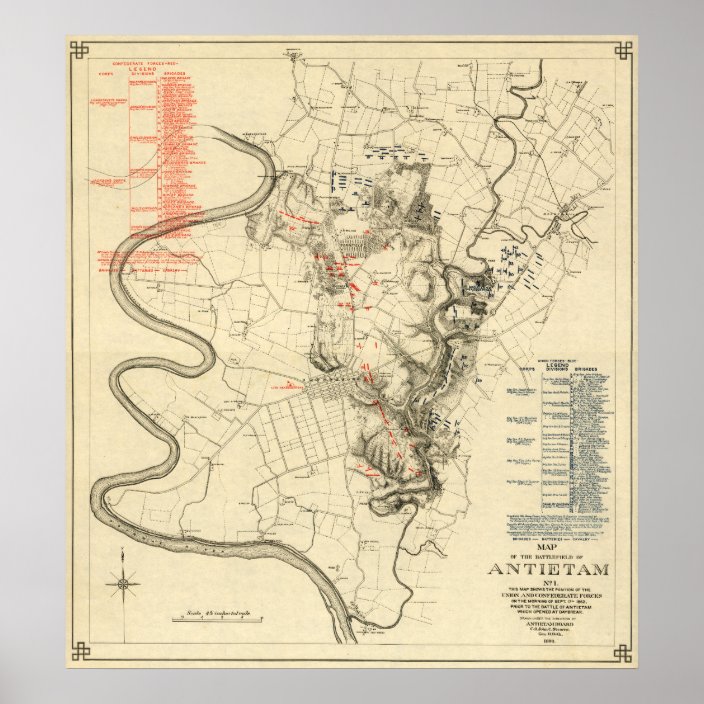 Battle of Antietam - Civil War Panoramic Map 4 Poster | Zazzle.com