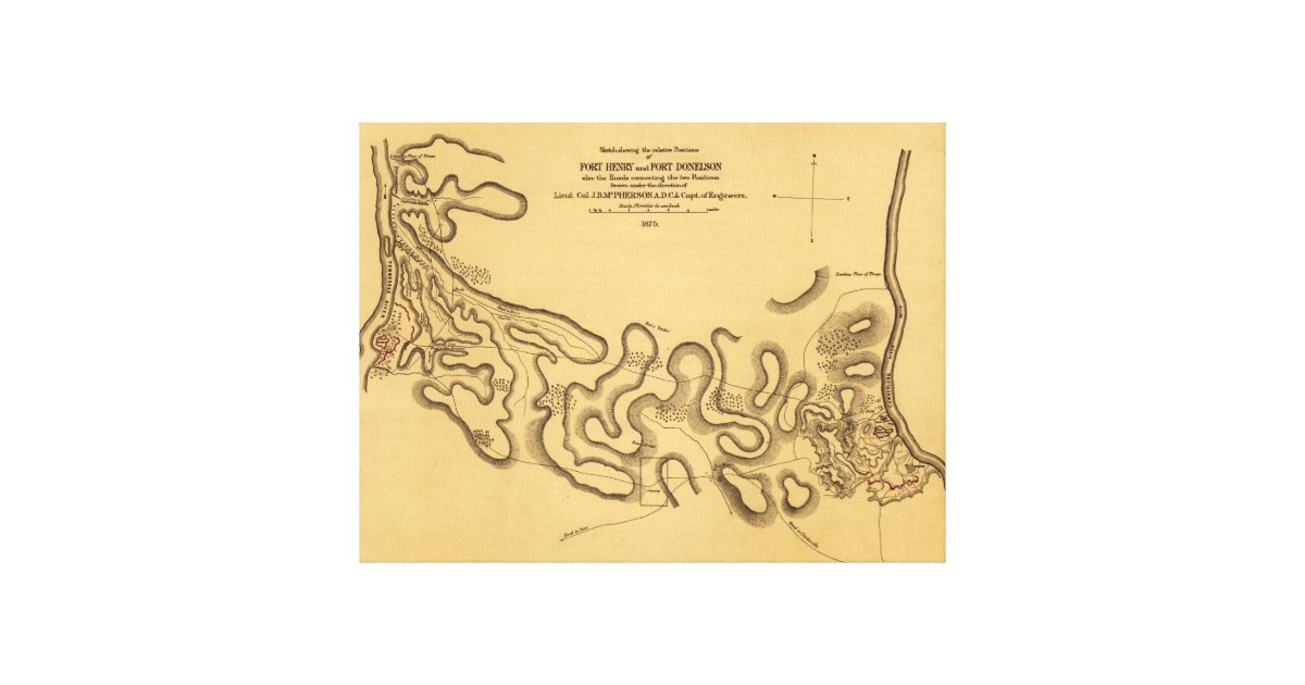 Battle of Fort Henry - Civil War Panoramic Map 2 Canvas Print | Zazzle