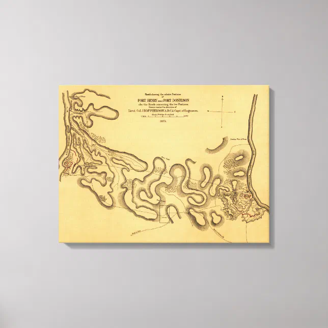 Battle of Fort Henry - Civil War Panoramic Map 2 Canvas Print | Zazzle