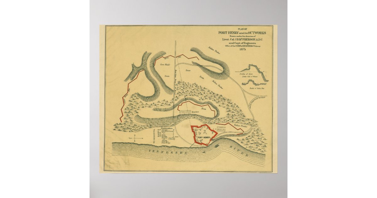 Battle of Fort Henry - Civil War Panoramic Map Poster | Zazzle
