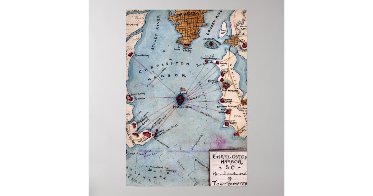 Battle of Fort Sumter - Civil War Panoramic 3 Poster | Zazzle