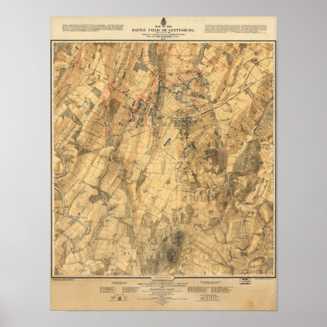 Battle of Gettysburg map Poster | Zazzle