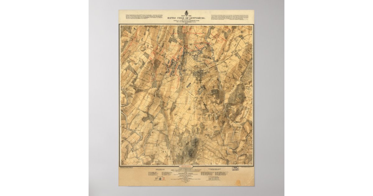 Battle of Gettysburg map Poster | Zazzle