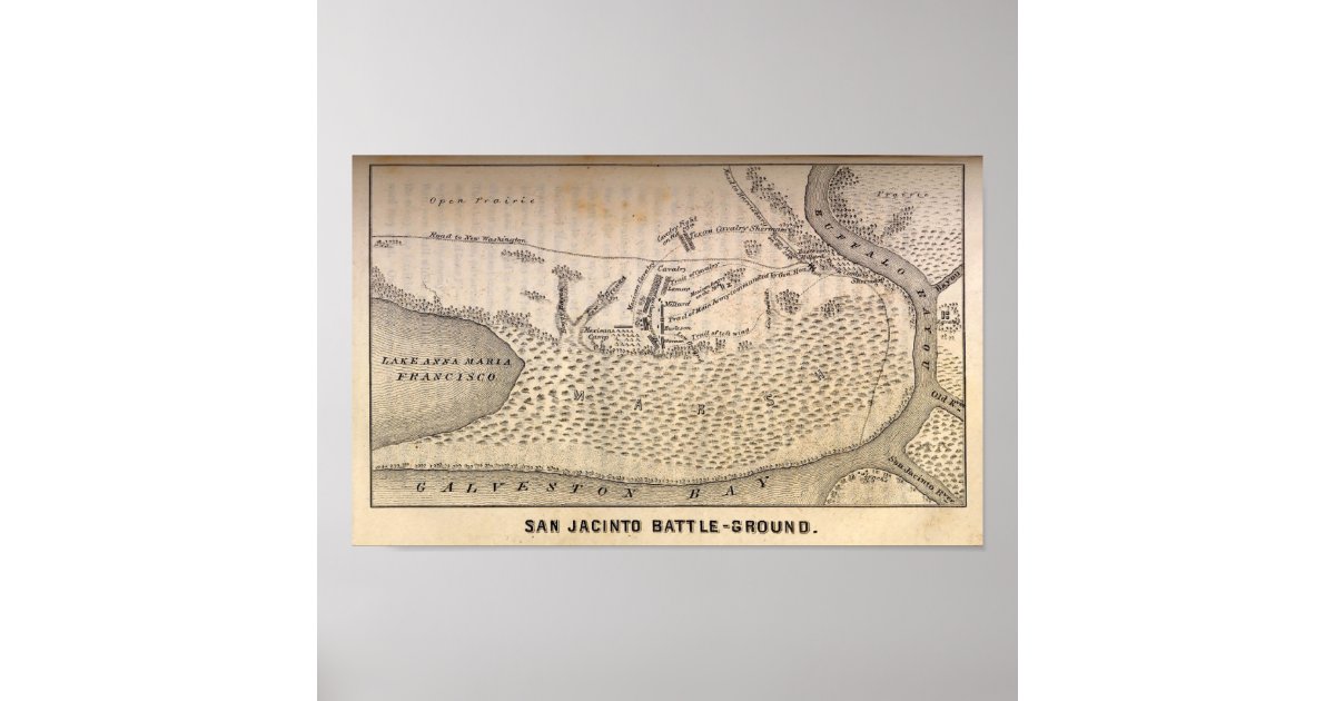 Battle of San Jacinto Map Poster | Zazzle