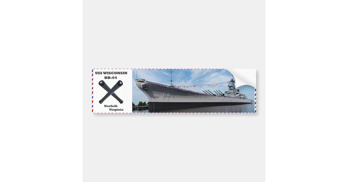Battleship USS Wisconsin BB-64 Bumper Sticker | Zazzle