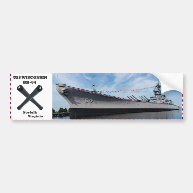 Battleship USS Wisconsin BB-64 Bumper Sticker | Zazzle