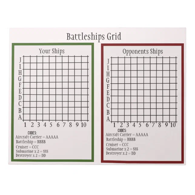 Battleships On Paper Game Notepad | Zazzle