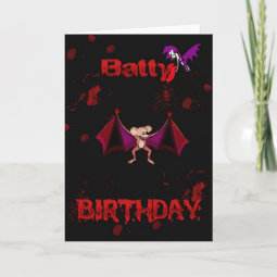 Batty Birthday Blood Bats Goth Emo Alternative Card | Zazzle