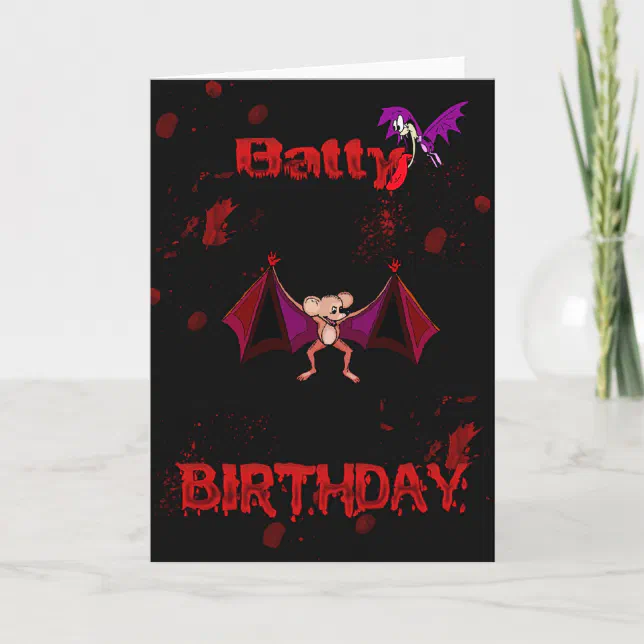 Batty Birthday Blood Bats Goth Emo Alternative Card | Zazzle
