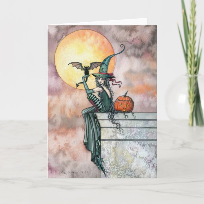 'Batty Cat' Halloween Card by Molly Harrison | Zazzle.com