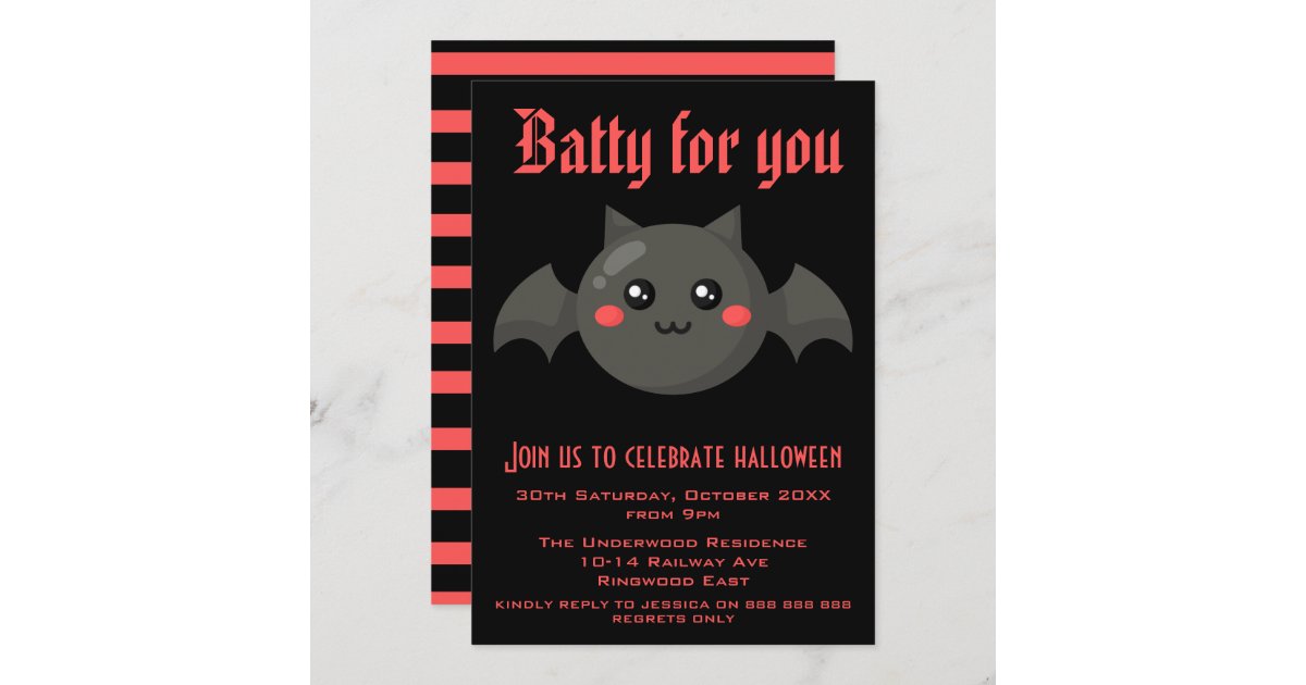 BATTY FOR YOU HALLOWEEN PARTY INVITATION | Zazzle