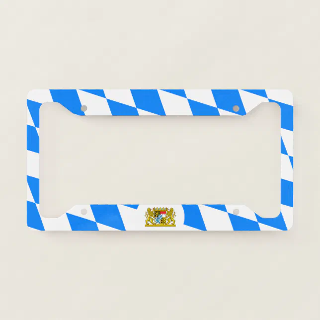 Bavarian flag-coat arms license plate frame | Zazzle