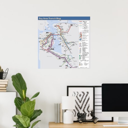 Bay Area Transit Map with Detailed Legend Poster | Zazzle
