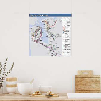 Bay Area Transit Map with Detailed Legend Poster | Zazzle