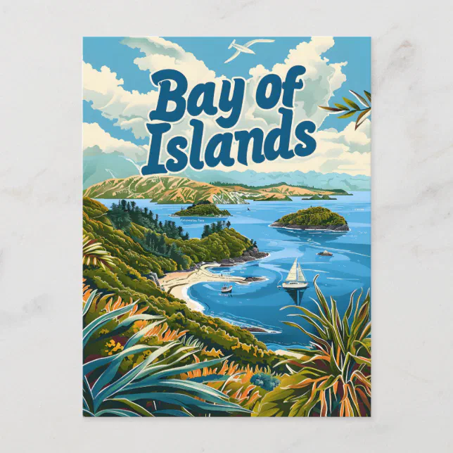 Bay of Islands New Zeeland Vintage Postcard | Zazzle