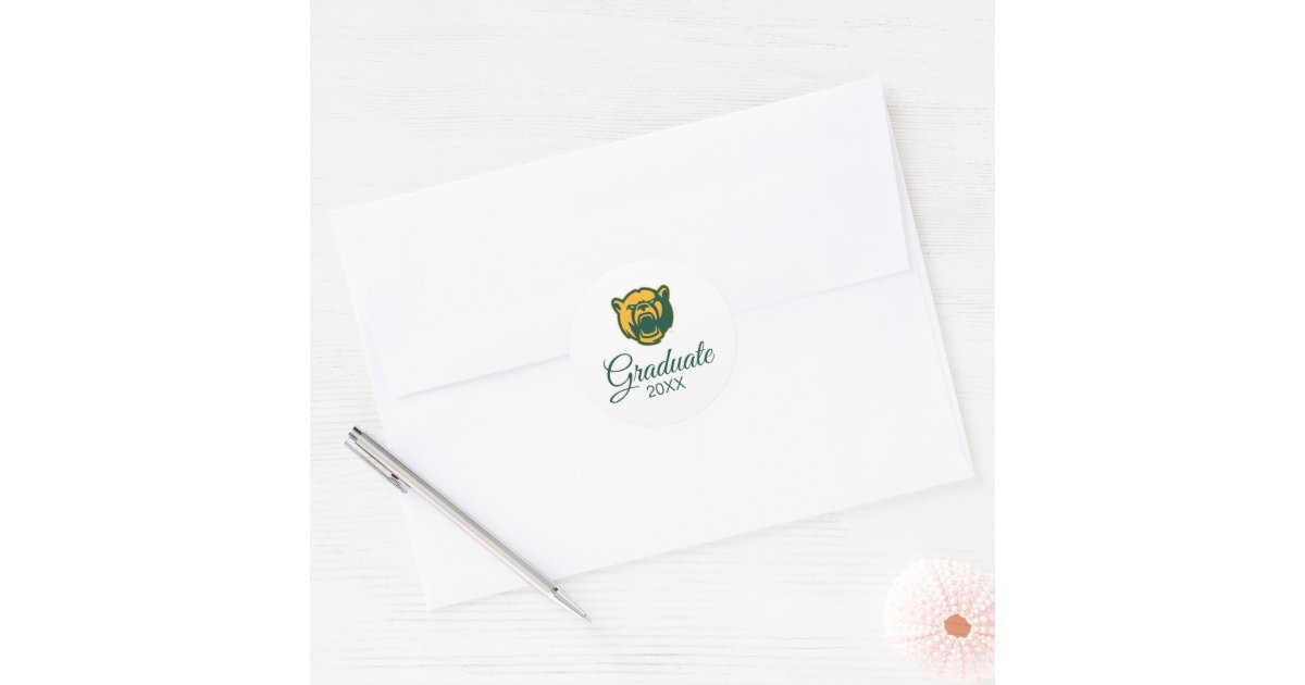 Baylor Bears Head Logo Graduation Classic Round Sticker | Zazzle