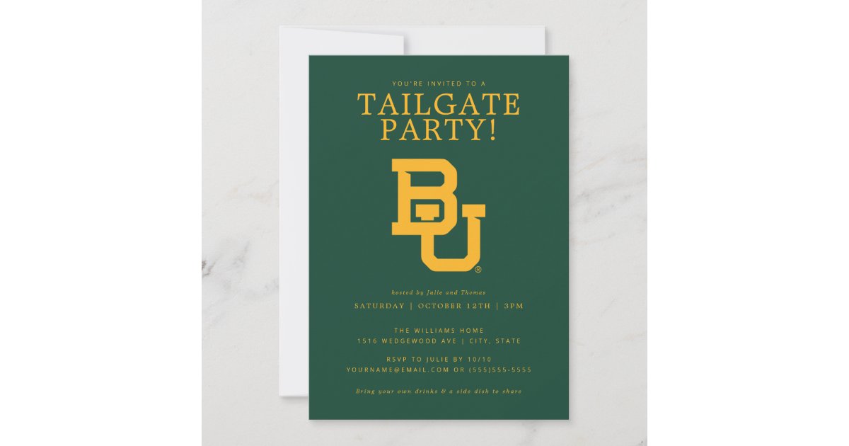 Baylor College Football Tailgate Party Invitation | Zazzle