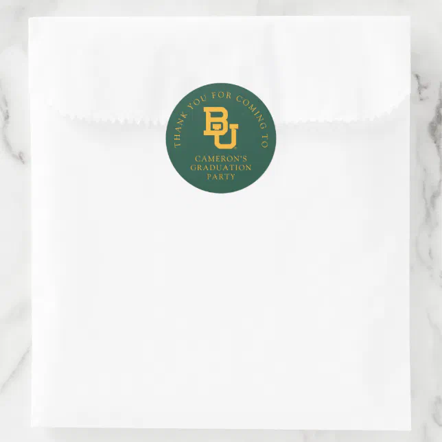 Baylor University BU Logo Graduation Classic Round Sticker | Zazzle