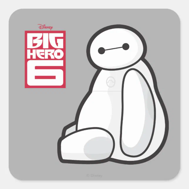 Baymax Sideways Sitting Square Sticker | Zazzle
