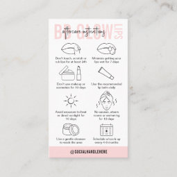 BB Glow Lips After Care Instructions Pink Salon Business Card | Zazzle