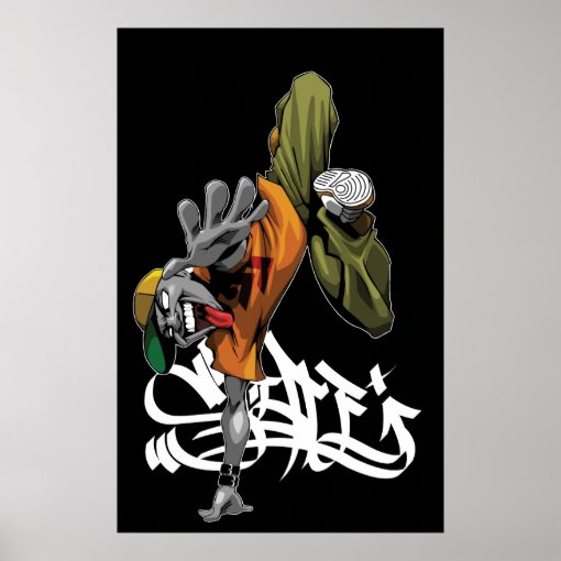 BBOY pose poster with graf | Zazzle