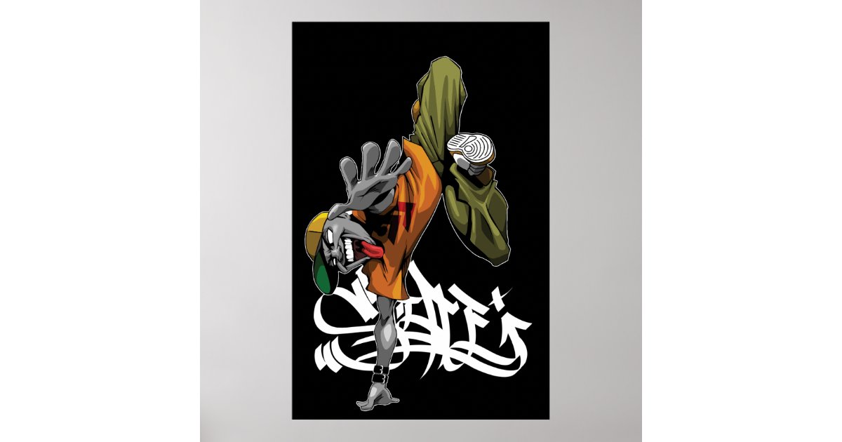 BBOY pose poster with graf | Zazzle