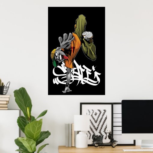 BBOY pose poster with graf | Zazzle