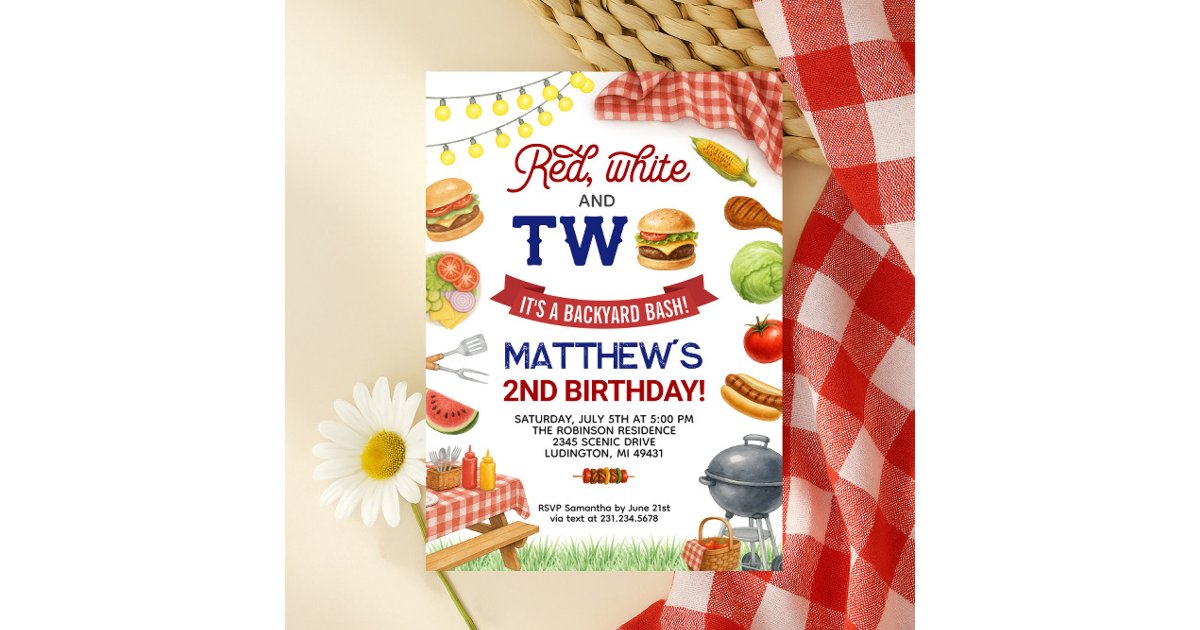 BBQ 2nd Birthday Invitation Summer Grill Birthday | Zazzle