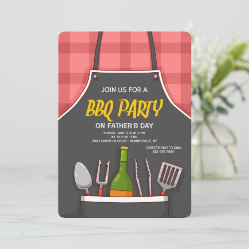 BBQ Apron Invitation | Zazzle
