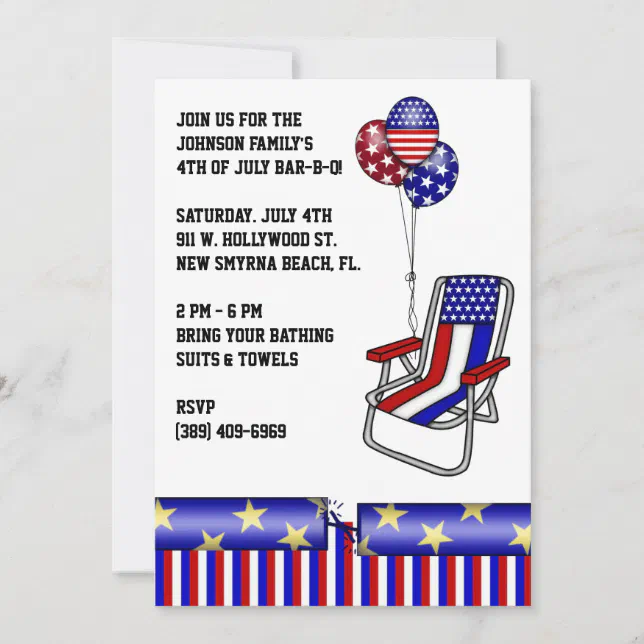 BBQ, Bar-B-Q, 4th of July Party Invite! Invitation | Zazzle