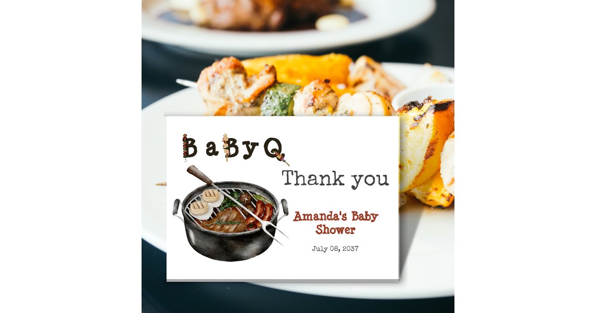 BBQ Barbecue Backyard Party Baby Shower Thank You Card | Zazzle