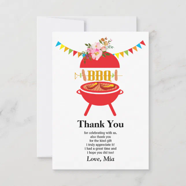 bbq birthday party, barbecue, bbq grill, thank you | Zazzle