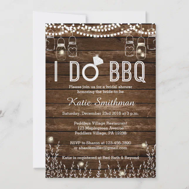 BBQ Bridal Shower Invitation - Rustic BBQ | Zazzle