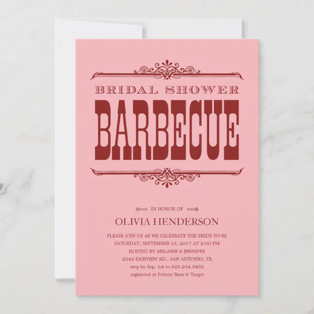 BBQ Bridal Shower Invitations | Zazzle