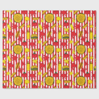 BBQ Burger Hot Dog Grill Out Barbecue Party Wrapping Paper | Zazzle